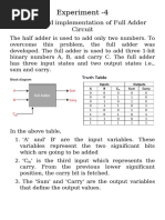 Full Adder With 4to1 MUX | PDF