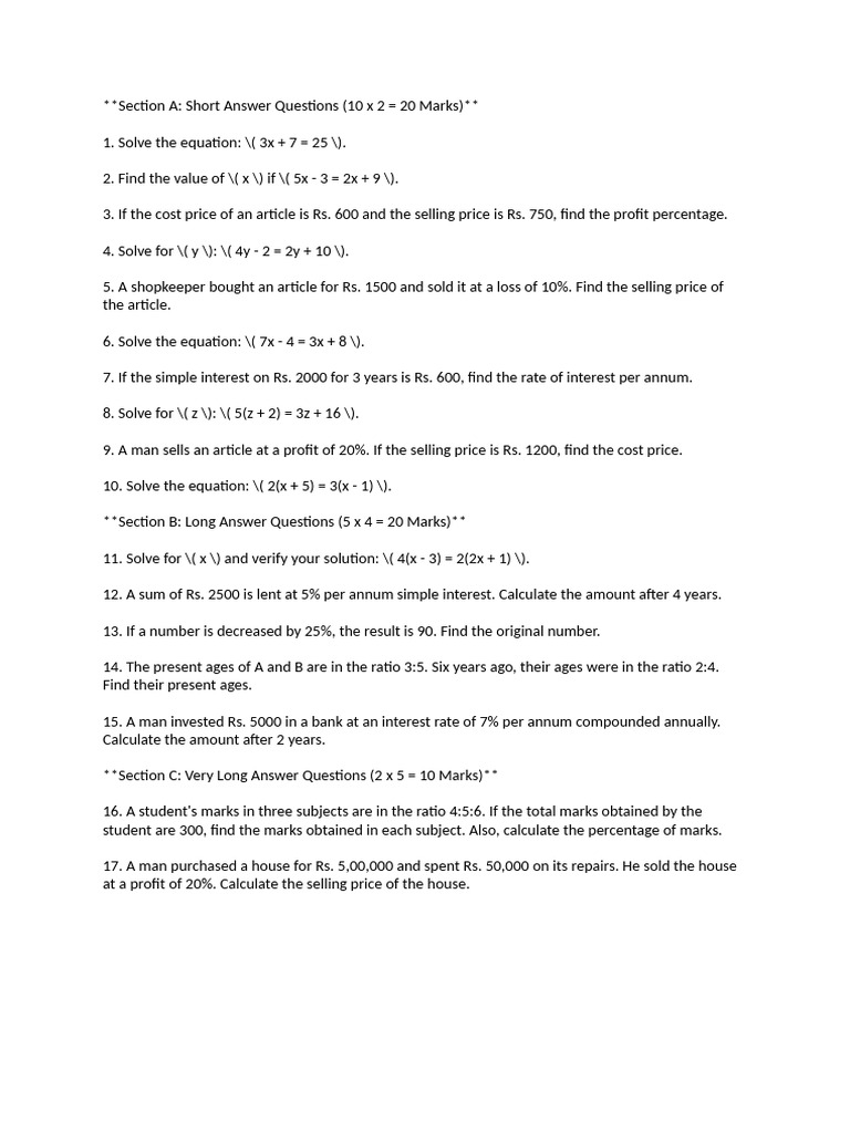 Maths Q Paper | PDF