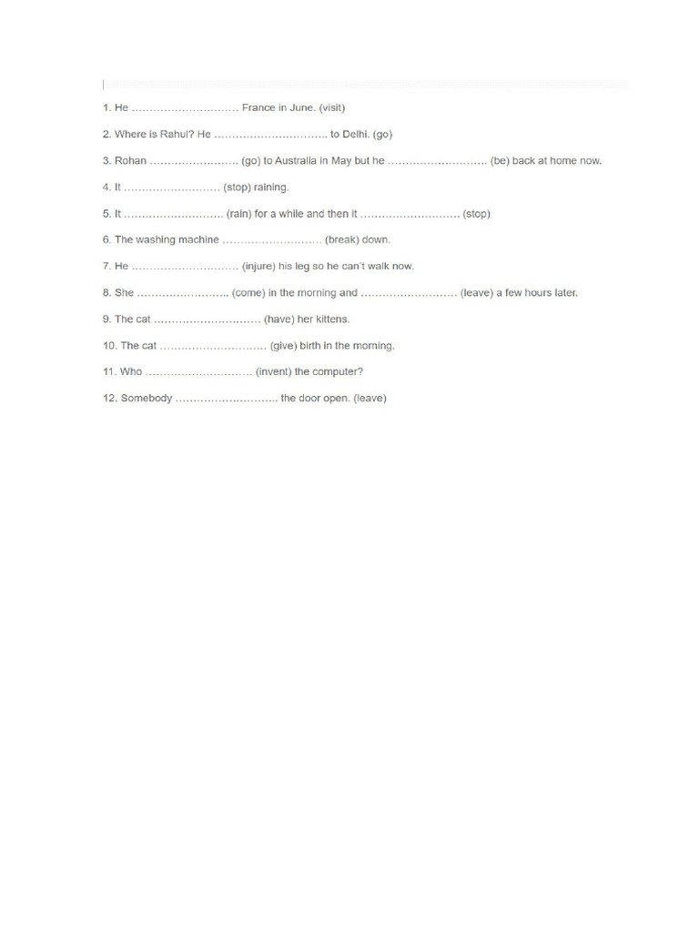 Tenses Worksheet | PDF