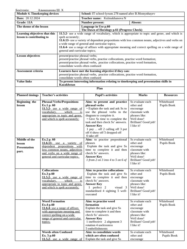 Progress Check. Language in Use | PDF | Word | Verb