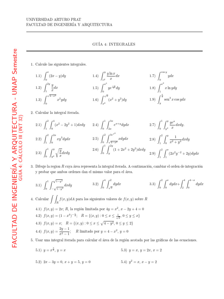 Guía de Integrales en Cálculo III UNAP | PDF