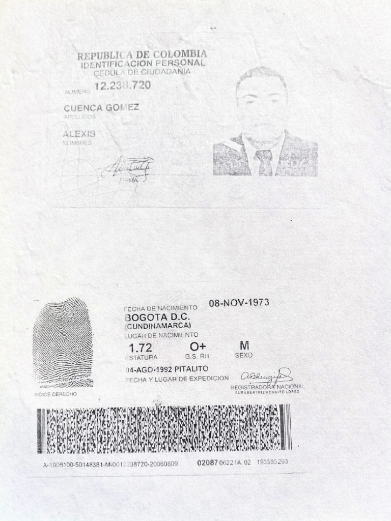 Cédula Alexis Cuenca | PDF