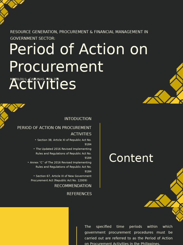 Procurement Activity Timelines in RA 9184 | PDF | Public Law | Governance
