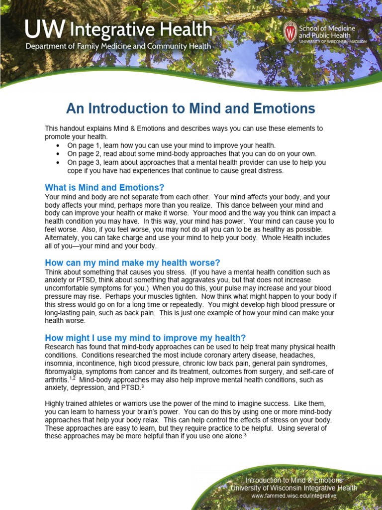 handout-intro-mind-and-emotions | PDF | Cognitive Behavioral Therapy ...