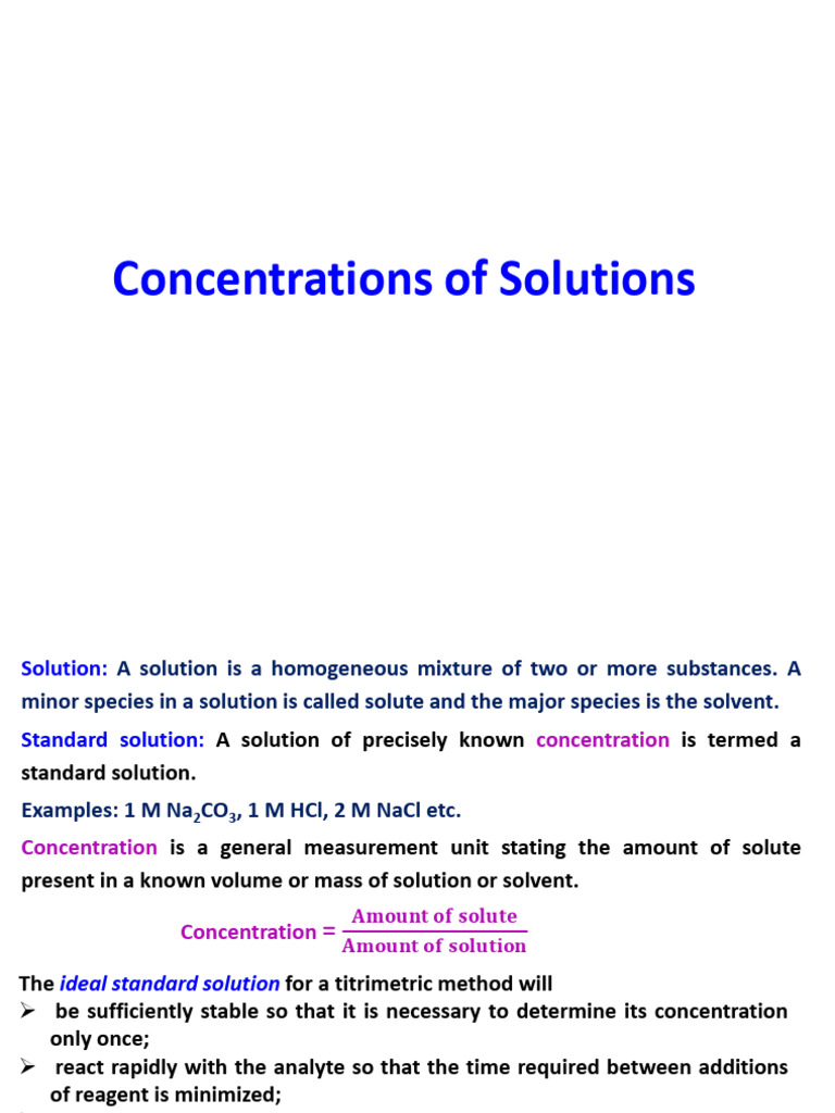Understanding Solution Concentrations | PDF | Parts Per Notation ...
