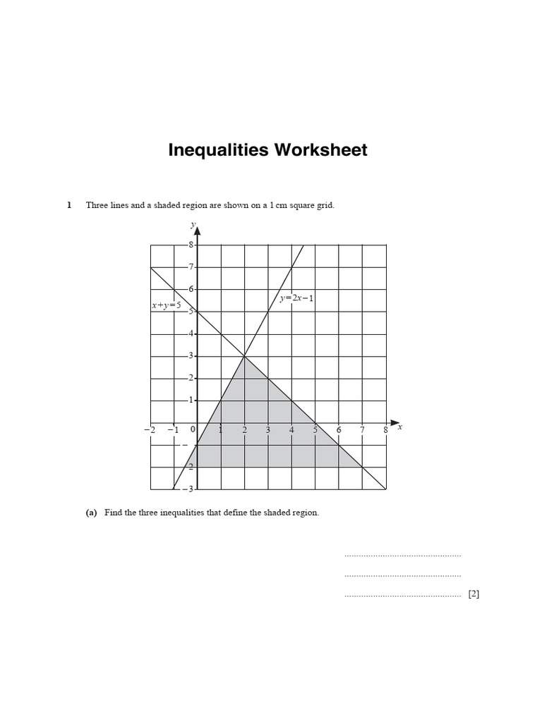 Inequalities and Geometry Worksheet | PDF | Equations | Triangle