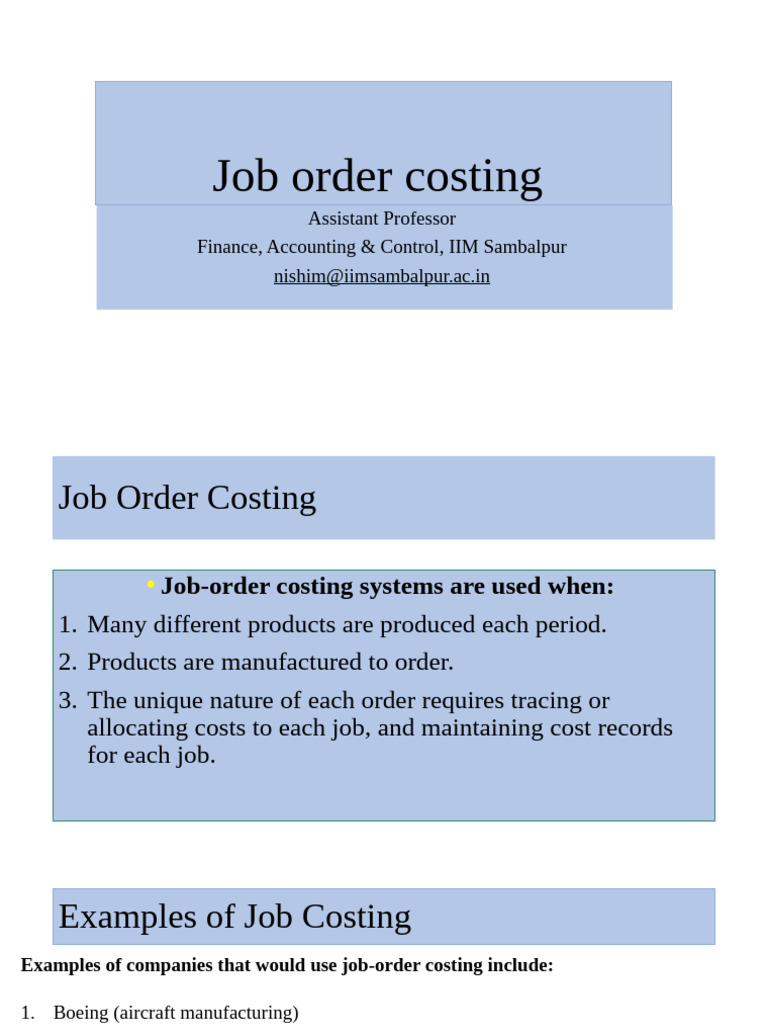 LectureIII_Job order costing | PDF | Cost Of Goods Sold | Business