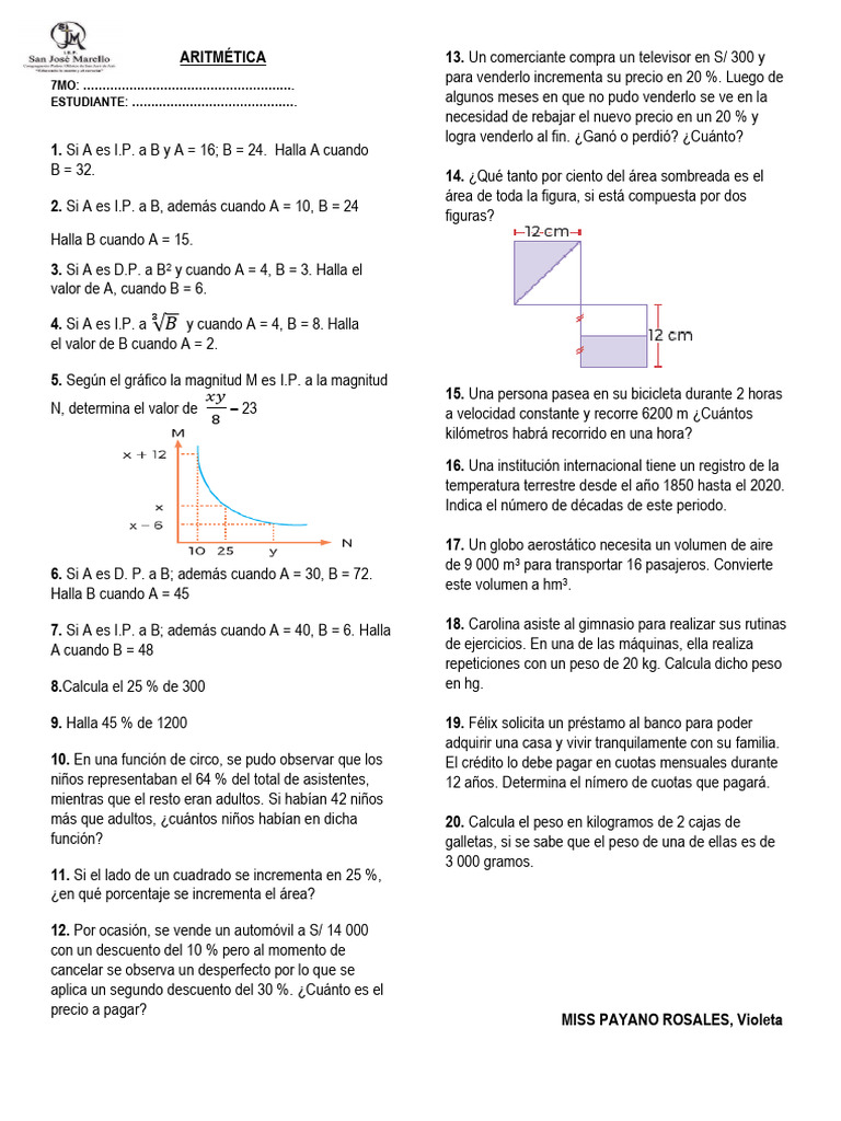 Arit - Balotario 1ro Sec. | PDF