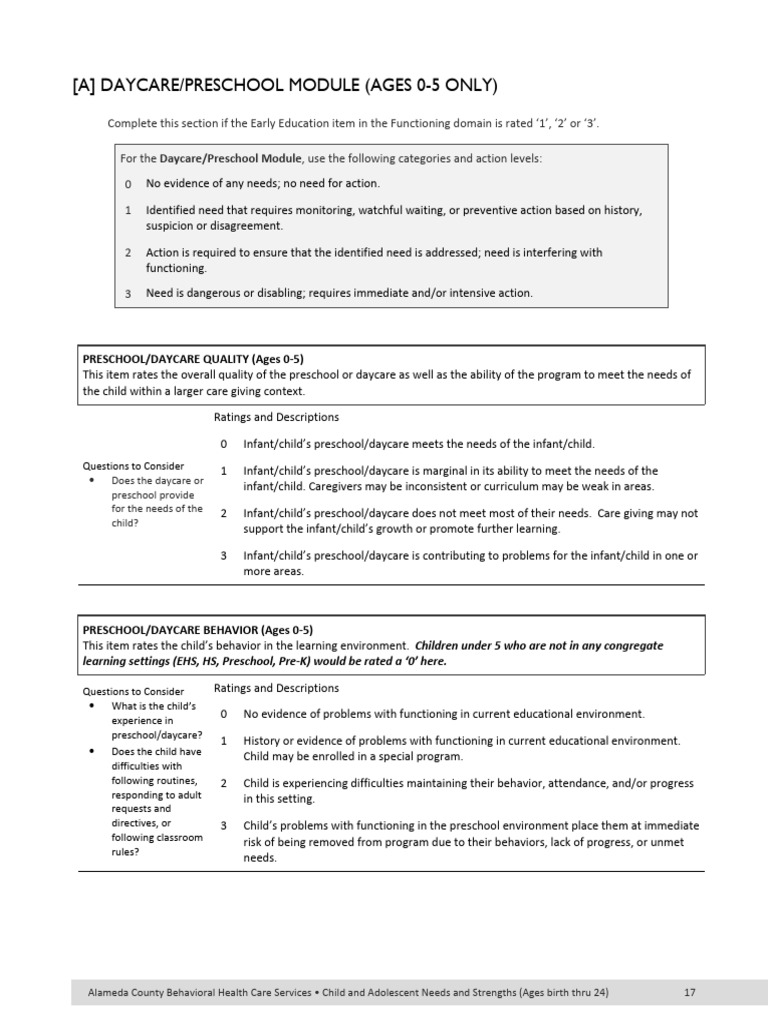Cans 0-24 Daycarepreschool Module (Ages 0-5 Only) | PDF | Child Care ...