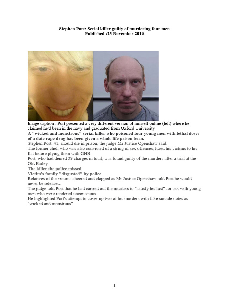 Stephen Port: Serial Killer Sentenced | PDF