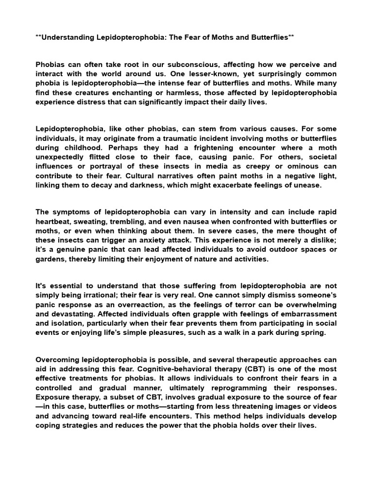 Understanding Lepidopterophobia - The Fear of Moths and Butterflies ...