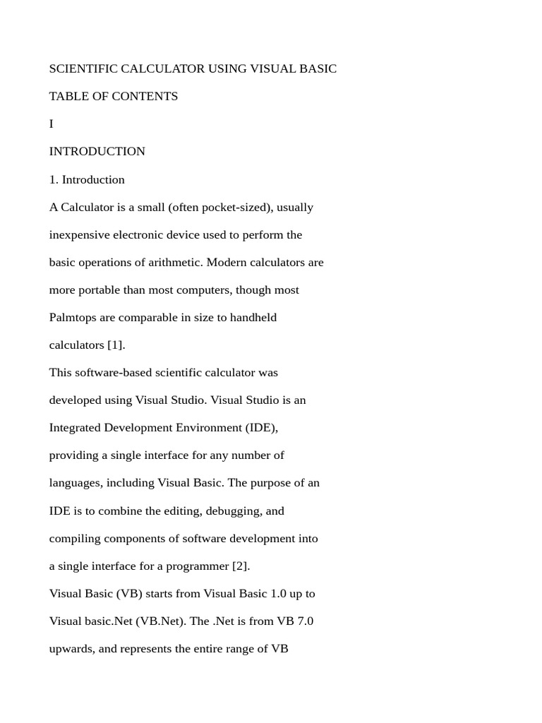 SCIENTIFIC CALCULATOR USING VISUAL BASIC | PDF