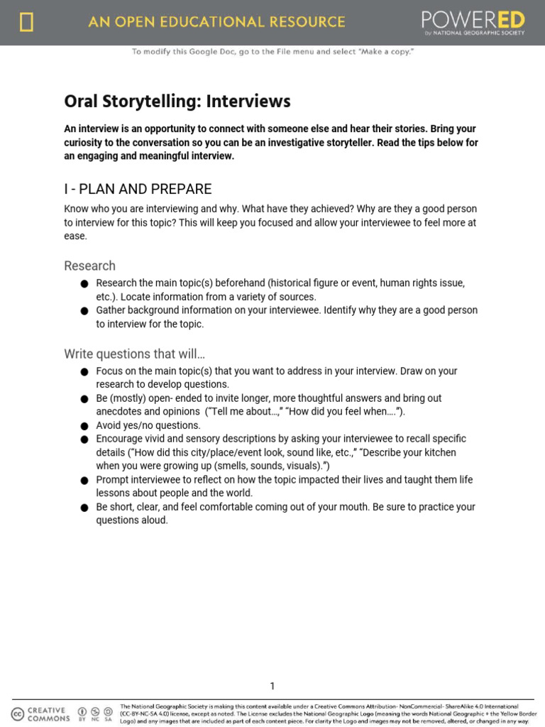 Oral Storytelling_ Interviews(OER) (1) | PDF | Interview | Human ...