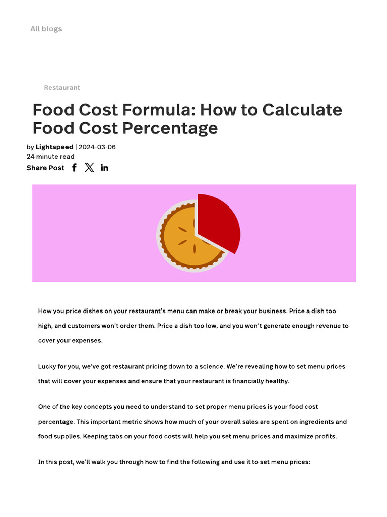 Food Costing Formula and Explanation PDF | PDF