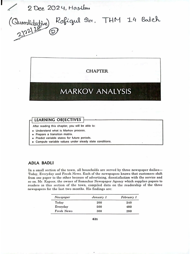 Markov Process Model | PDF