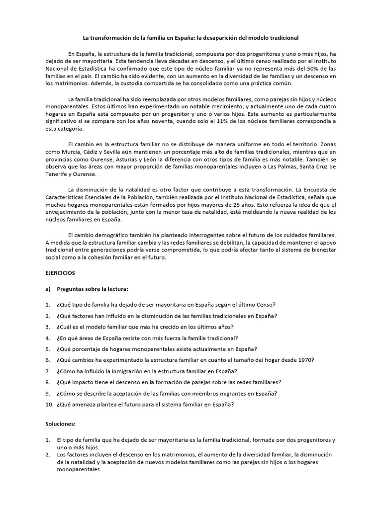 Cambio de Estructura Familiar en España | PDF | España | Monoparental