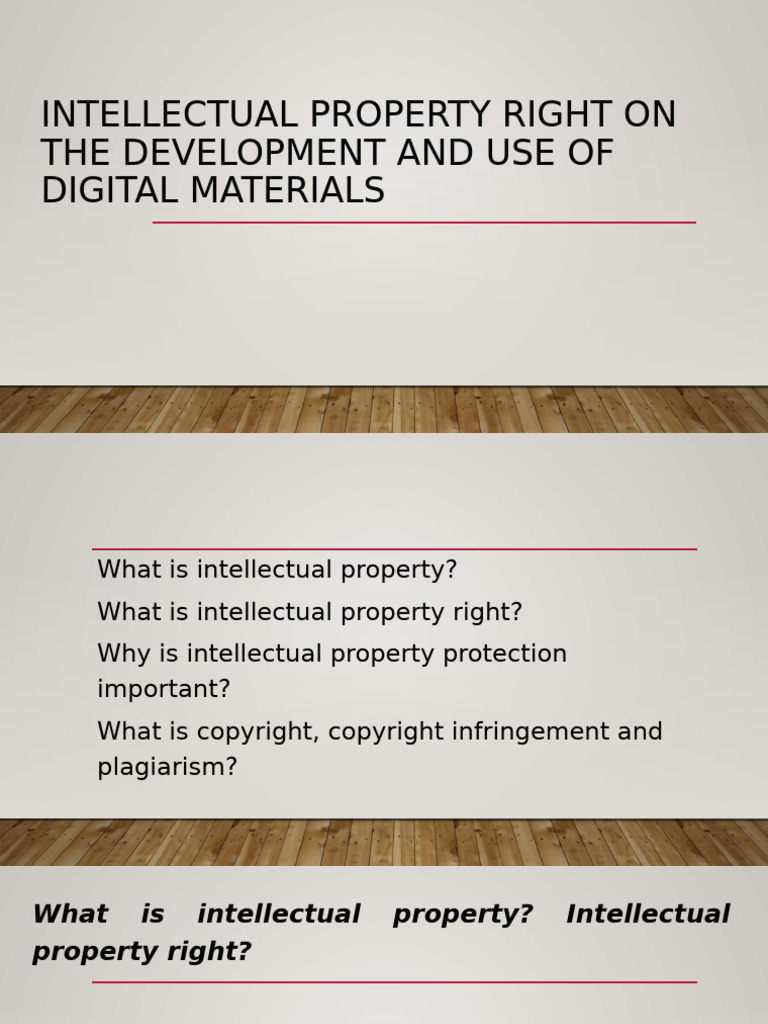 Intellectual Property Right On The Development and Use | PDF ...