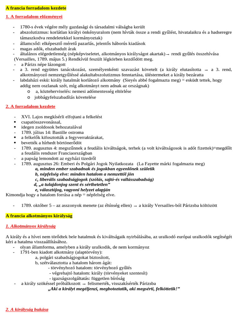 A Francia Forradalom Kezdete | PDF