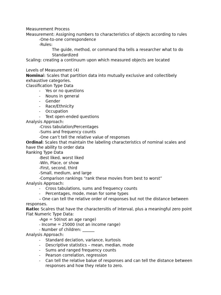Lecture 5 Measurements and Scales | PDF