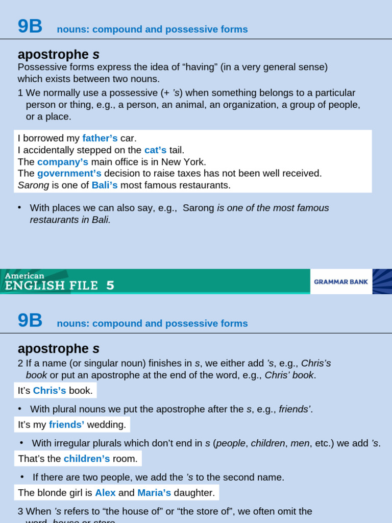 AEF2e 5 9B Grammar Bank | PDF | Noun | Grammatical Number