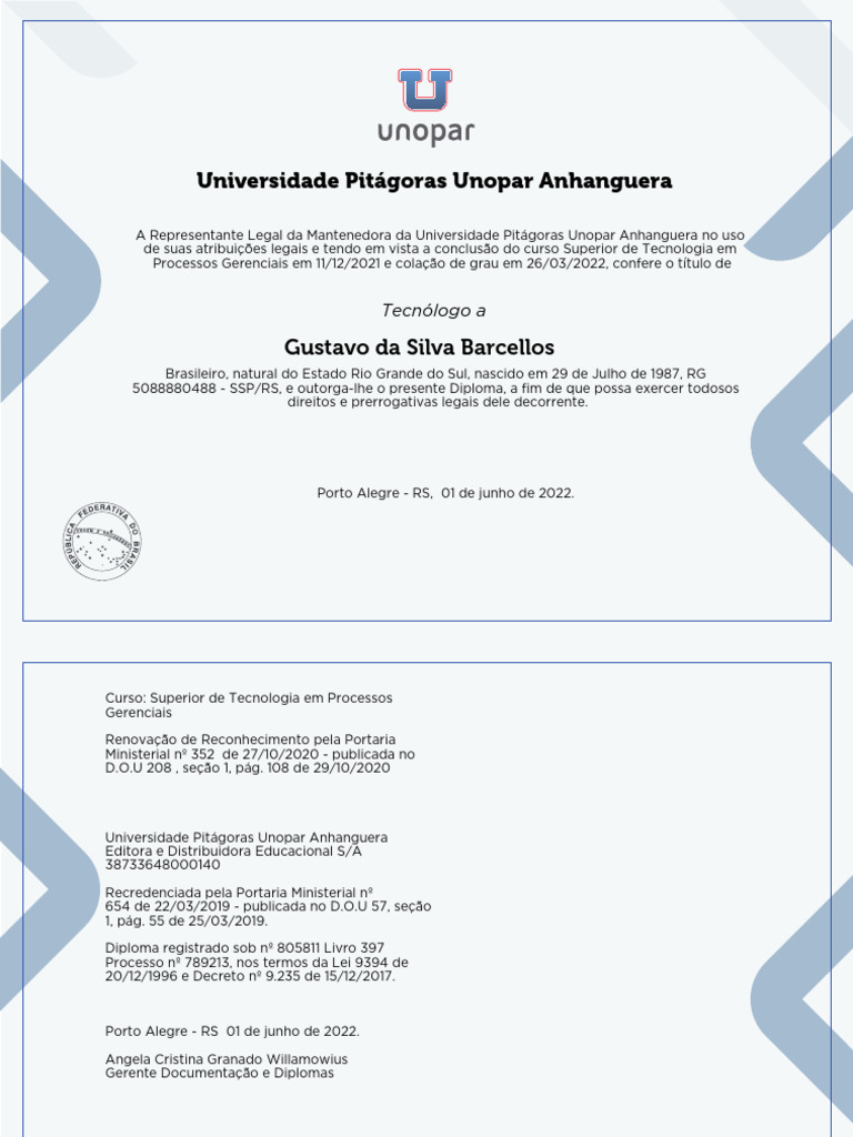 DIPLOMA UNOPAR | PDF