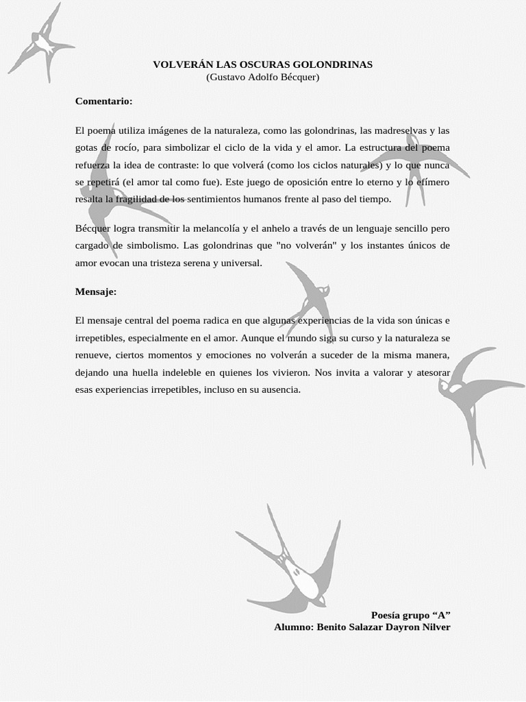 Volverán Las Oscuras Golondrinas | PDF