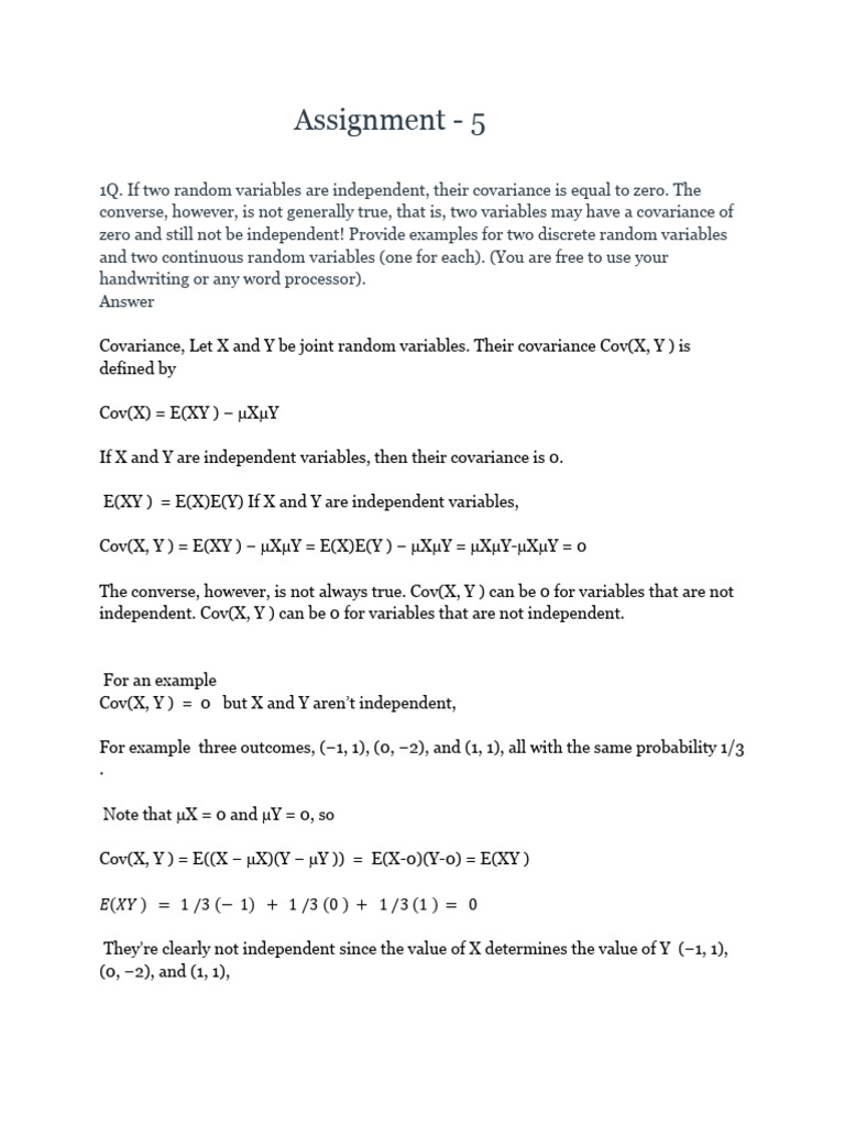 Assignment 5 H | PDF | Standard Deviation | Probability Distribution