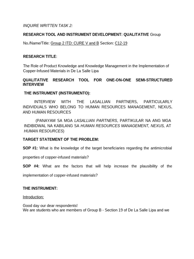 Interview Questions Draft | PDF