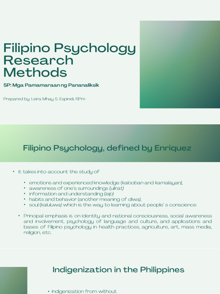 Filipino Psychology Research Methods 2 | PDF