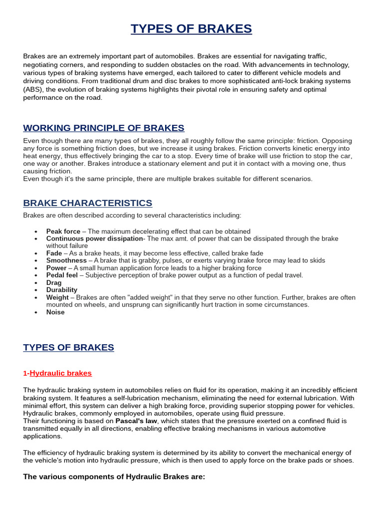 TYPES_OF_BREAKS | PDF | Brake | Mechanical Engineering