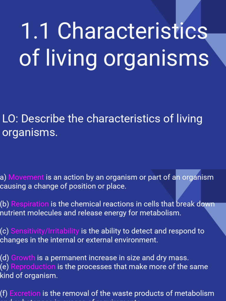 Bio1 - Characteristics & Classification of Living Organisms | PDF ...