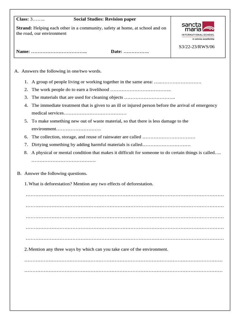 Revision Paper G3 Term 2 | PDF