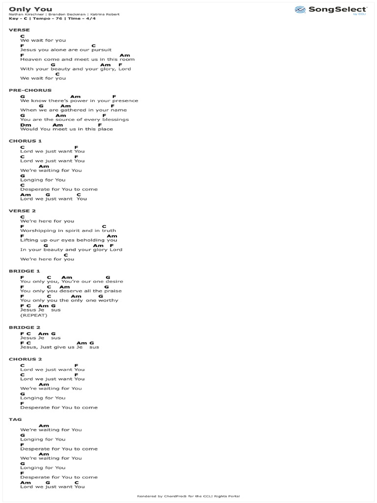 Royal Anthems - Only You - Lyrics & Chords PDF | PDF