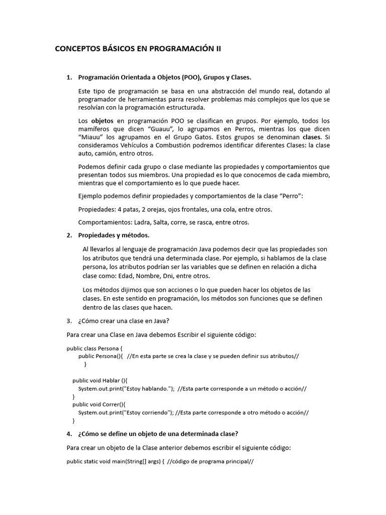 Conceptos Claves Programacion II | PDF | Objeto (informática) | Clase (Programación informática)