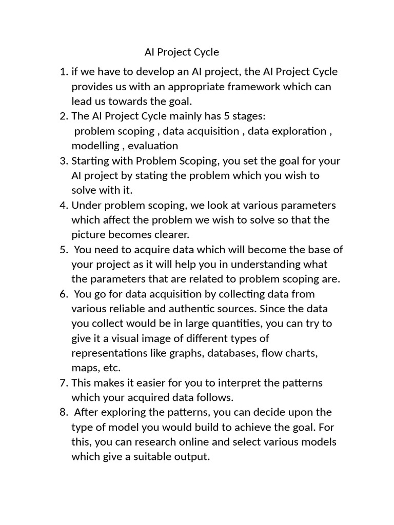 AI Project Cycle | PDF | Artificial Neural Network | Machine Learning