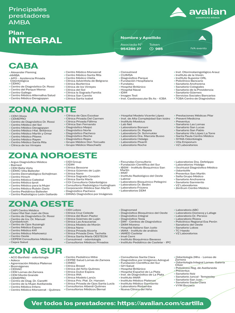 Prestadores AMBA Plan Integral | PDF | Ciencias de la Salud | Cuidado de la salud