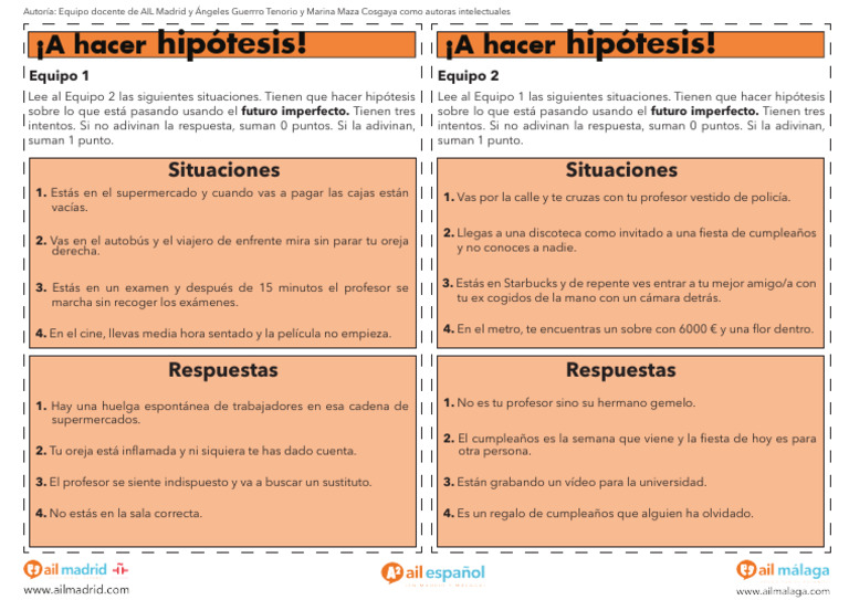 Ejercicio de Hipótesis en Futuro Imperfecto | PDF