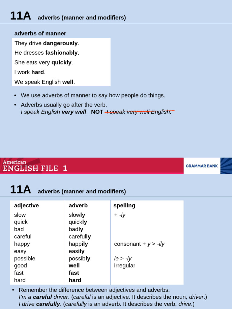 11A Grammar Bank YM | PDF