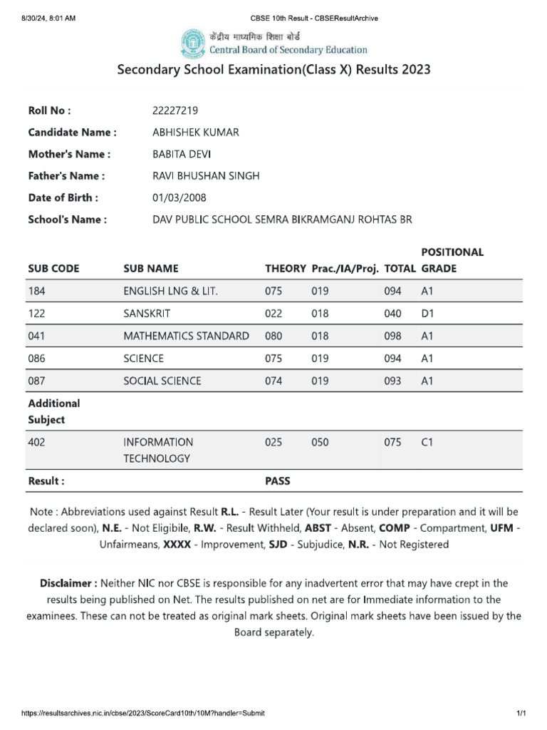 10TH MARKSHEET | PDF