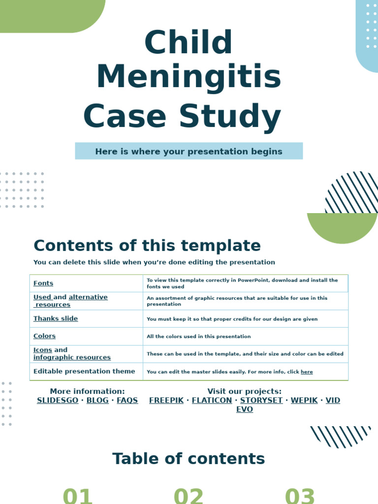 Child Meningitis Case Study by Slidesgo | PDF | Medical Diagnosis | Health Sciences