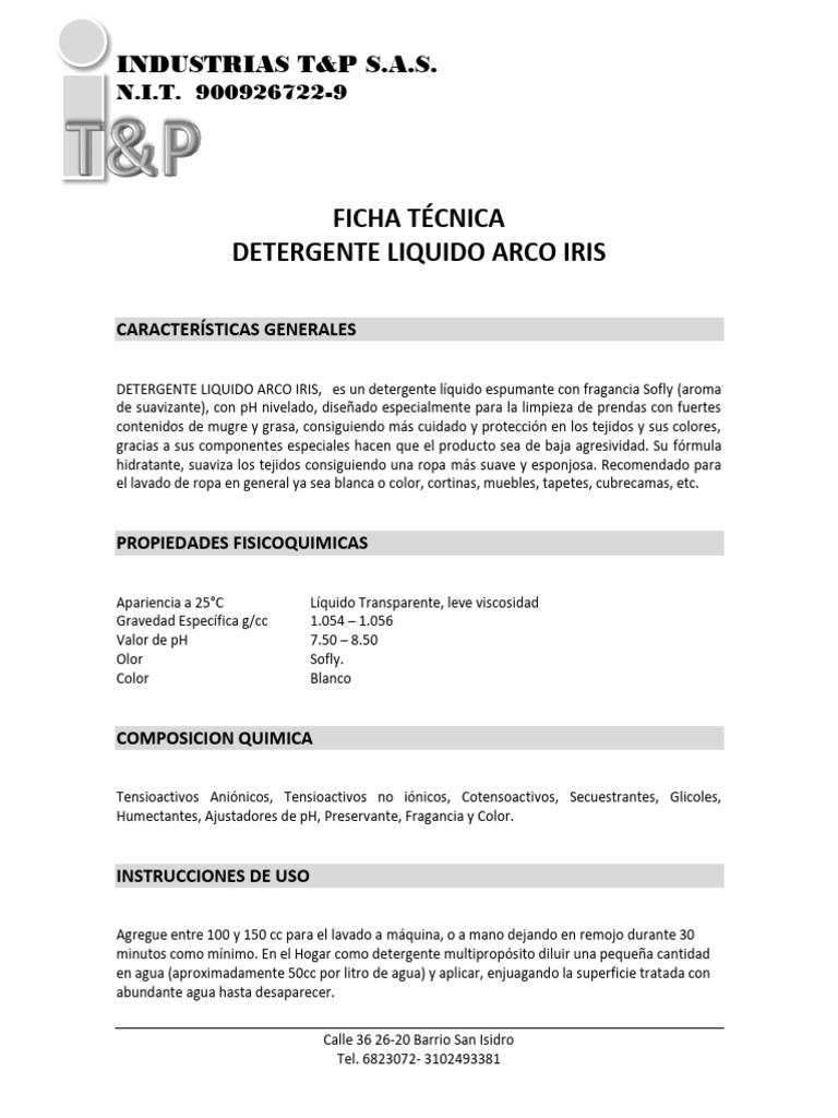 DETERGENTE LIQUIDO | PDF | Agua | Detergente