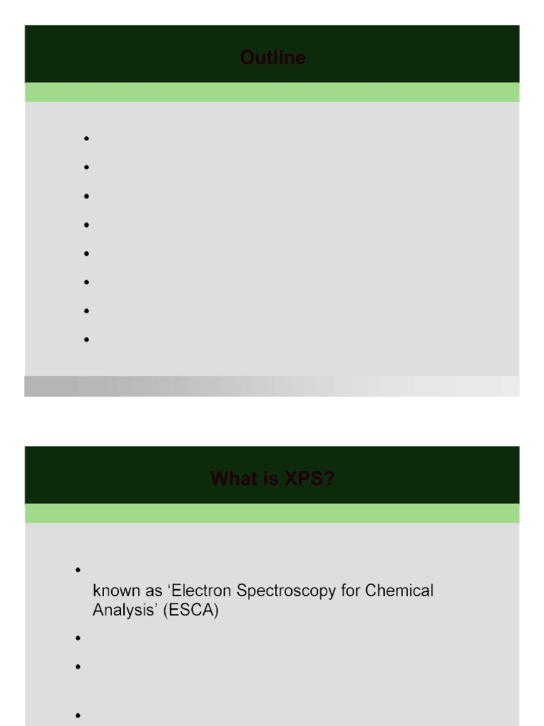 Spectroscopy Lecture 6 XPS Basics | PDF | X Ray Photoelectron ...