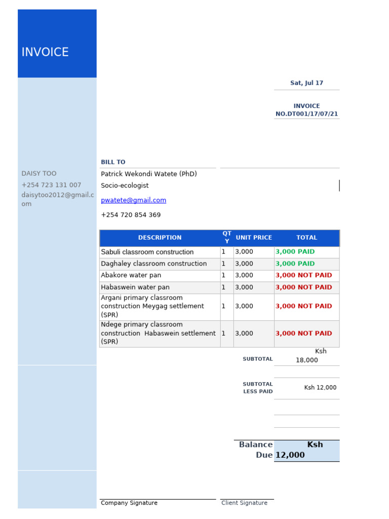 Project Report Invoice | PDF