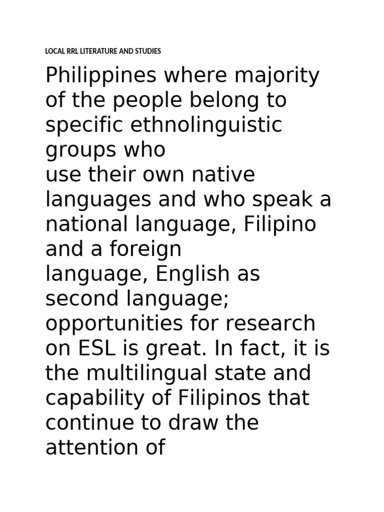 RRL-LOCAL | PDF | Multilingualism | English As A Second Or Foreign Language