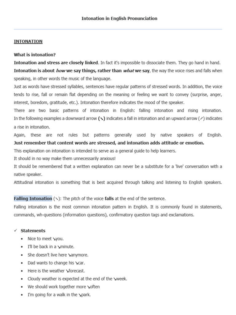 Intonation in English PronunciationNEW | PDF | Question | English Language