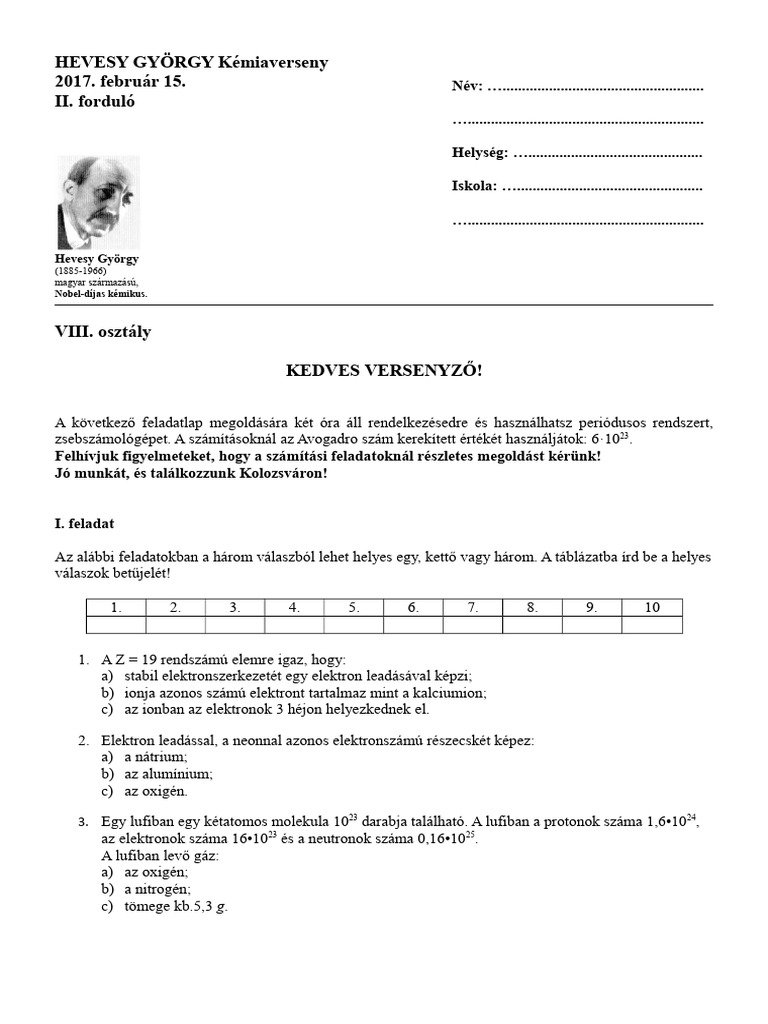 feladatok VIII oszt 2017 | PDF