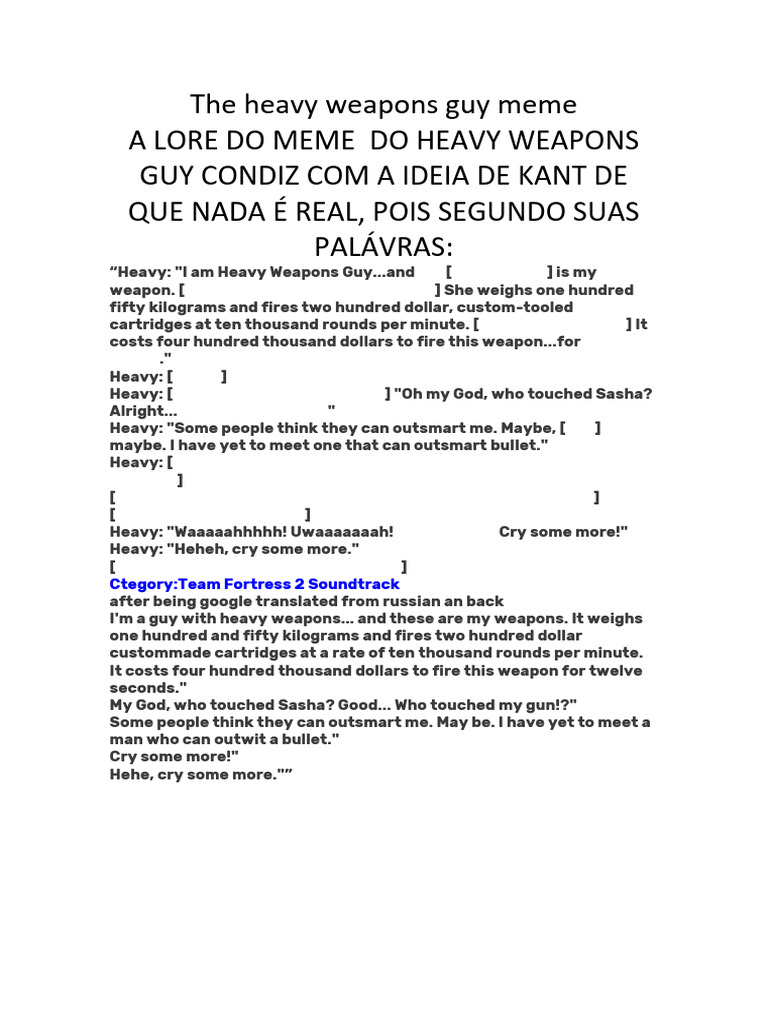 The Heavy Weapons Guy Meme | PDF