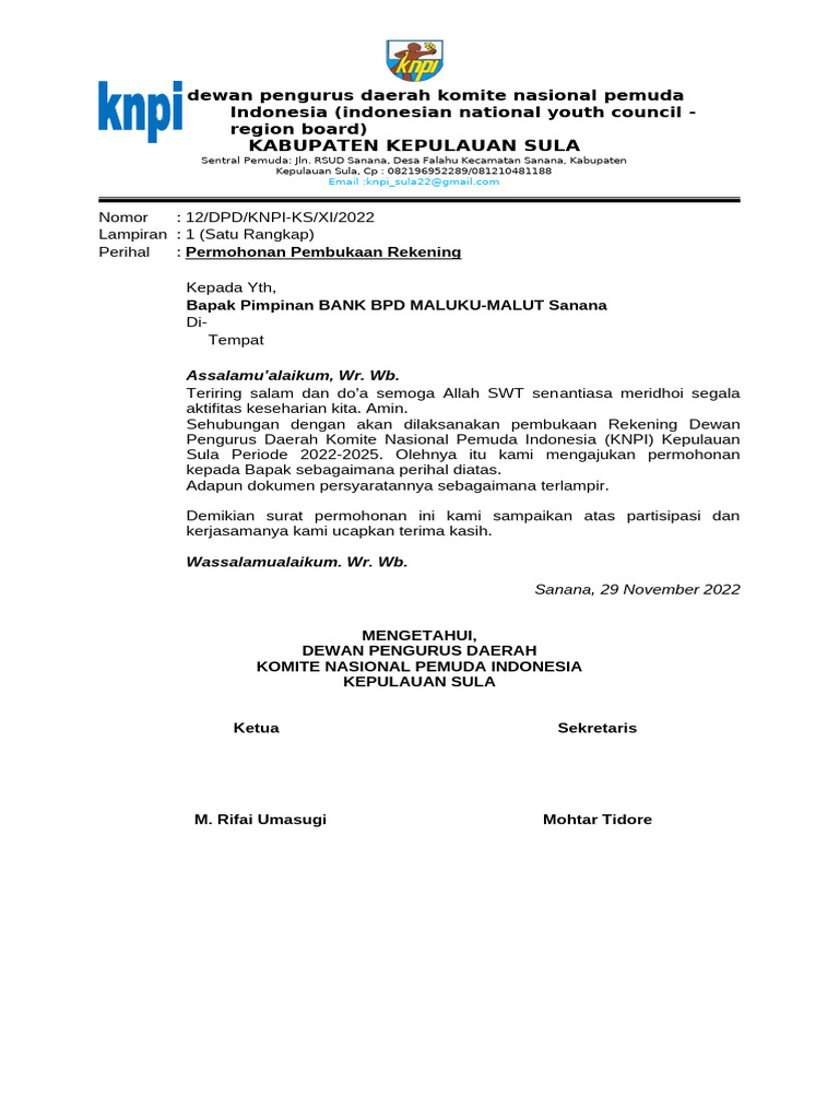 SURAT PERMOHONAN KE BPD | PDF