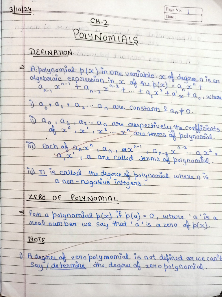 MATHS Ch-2 Polynomials Full Chapter Work | PDF