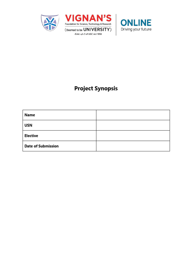 Project Synopsis Template | PDF